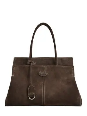 TOD'S Suede Tote Bag With Monogram Detail - Multicolor
