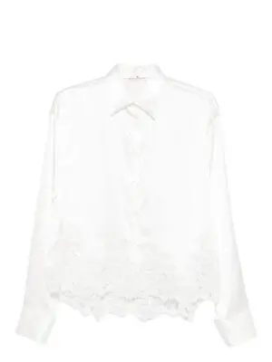 ERMANO SCERVINO Ermanno Scervino Satin Lace Trim Shirt - Multicolor