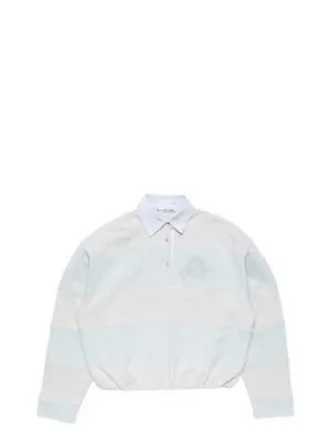 Acne Studios Striped Cotton Fleece Sweatshirt With Polo Collar - Multicolor