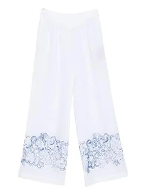 ERMANO SCERVINO Ermanno Scervino Embroidered Linen Trousers - Multicolor