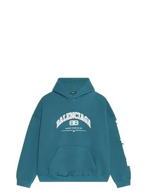 Balenciaga Maison Logo Hoodie - Indigo