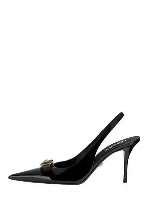 Versace Ribbon Patent Slingbacks - Black