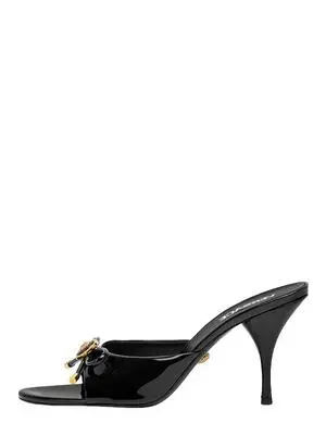 Versace Opera Bow Patent Mules 85 Mm - Black