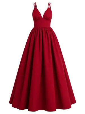 OFUURE Adele Maxi Dress With V-neckline And Adjustable Straps - Red