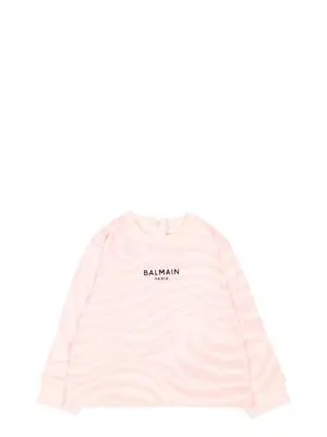 Balmain Zebra Print Long Sleeve Sweatshirt - Pink