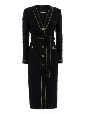 Alessandra Rich Belted Tweed Robe Coat - No