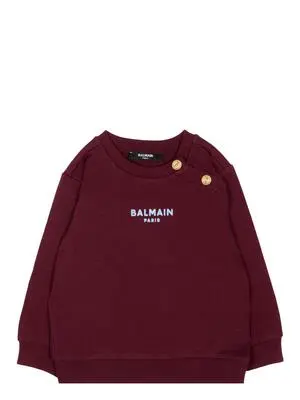 Balmain Logo-print Button Detail Sweater - Brown