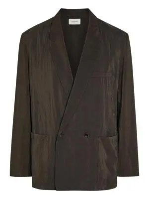 LEMAIRE Double-breasted Silk-blend Blazer - Brown Dark