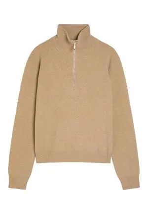 RÓHE Róhe Half-Zip Wool-Blend Jumper Light Brown