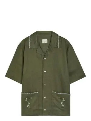 CHE Trompette Embroidered Linen Shirt - Olive