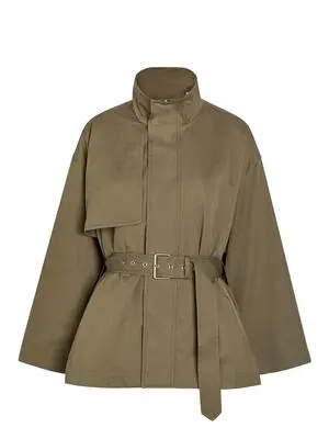 FRAME Belted Cotton Trench Jacket - Green