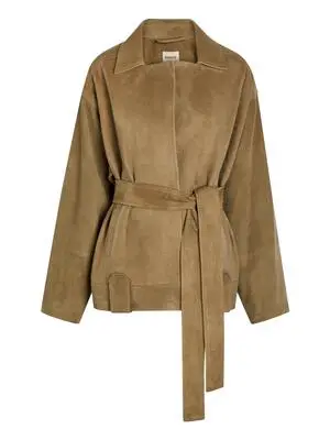 Khaite Khaite Alder Belted Suede Jacket Khaki