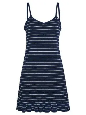 JW Anderson Striped Terry Mini Dress With Logo Embroidery - Navy