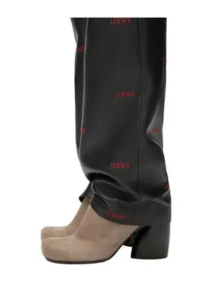Loewe Oval Stretch Suede Ankle Booties With Block Heel - Hazelnut