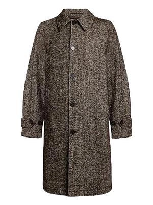 Officine Générale Double-breasted Tweed Herringbone Coat - Brown