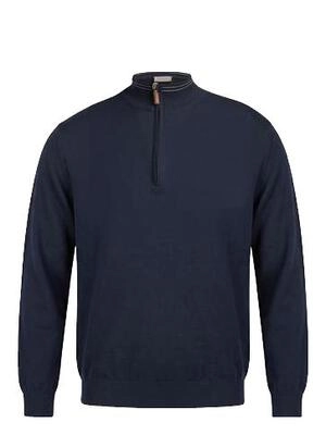 Paul & Shark Paul & Shark Virgin Wool And Cashmere Quarter-Zip Sweater Midnight Blue