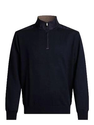 Paul & Shark Taupe Virgin Wool Half-zip Sweater - Blue