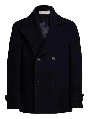 Officine Générale Double-breasted Virgin Wool And Polyamide Coat - Blue