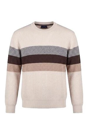Paul & Shark Striped Wool-nylon Crewneck Sweater - White
