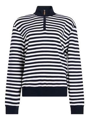 Paul & Shark Virgin Wool & Cashmere Striped Half-zip Sweater - Blue