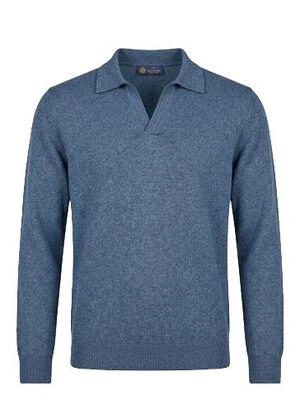 Paul & Shark Virgin Wool, Viscose, And Cashmere Polo Sweater - Blue