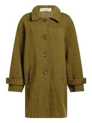 SIYU SIYU Green Jacquard-Knit Merino Wool Coat