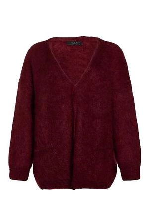KAOS Mohair Wool Blend Cardigan - Red