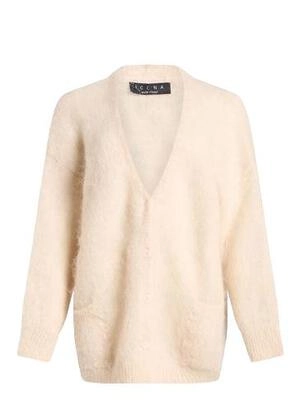KAOS Mohair Wool Blend Cardigan - White