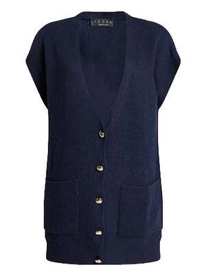 KAOS Sleeveless V-neck Cardigan - Midnight Blue
