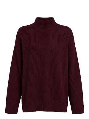 KAOS Ribbed Knit Turtleneck Sweater - Red
