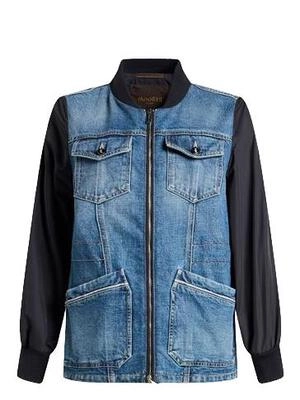 MOORER Denim And Twill Bomber Jacket - Blue