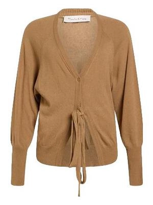 MANILA GRACE Cardigan With Tie Detail - Beige