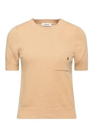 Sandro Wool Short Sleeve Sweater - Beige