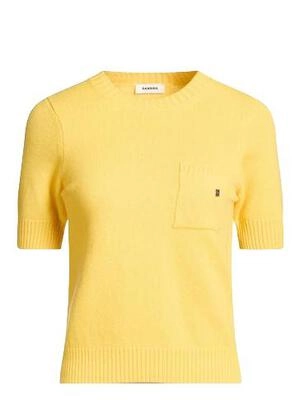 Sandro Marigold Wool Short Sleeve Sweater - Yellow
