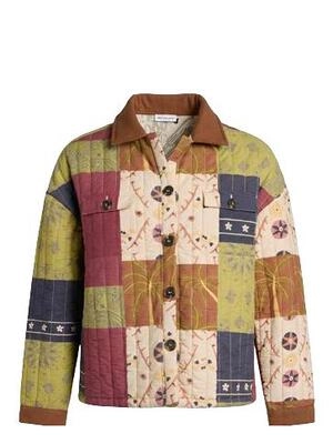 ARIZONA LOVE Puffer Cotton Linen Patchwork Quilted Jacket - Beige