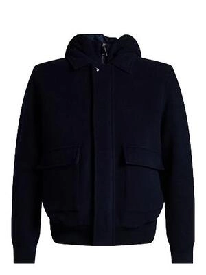 Paul & Shark Virgin Wool, Nylon, And Cashmere Jacket With Hood - Navy