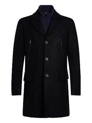 Paul & Shark Midnight Virgin Wool, Nylon, Cashmere Coat - Blue