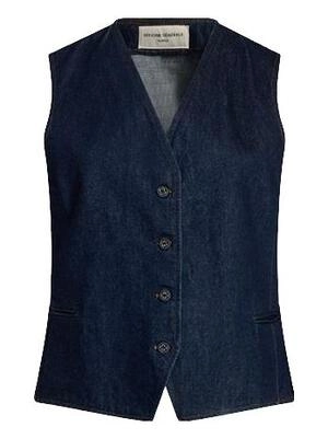 Officine Générale Tailored Vest In Organic Cotton And Cotton - Blue