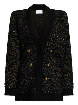 NENETTE Multicolor Metallic Button-embellished Knit Cardigan - Black