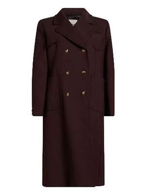 Sandro Double-breasted Chocolate Polyester And Virgin Wool Coat - Brown