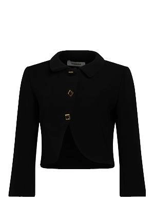 Sandro Cropped Jacket With Button Embellishments - Black