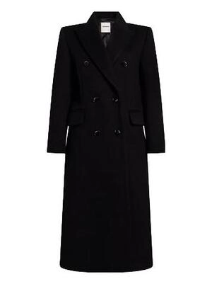 Sandro Double-breasted Wool Blend Coat - Black