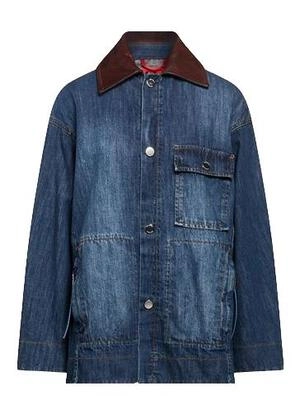 Max & Co. Denim Trucker Jacket With Leather Collar - Blue