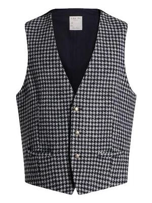L.B.M. 1911 Houndstooth Textured Wool Blend Vest - Grey