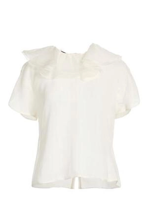Emporio Armani Silk Organza Ruffled Top - White