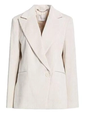 MANILA GRACE Single-breasted Corduroy Blazer - Cream