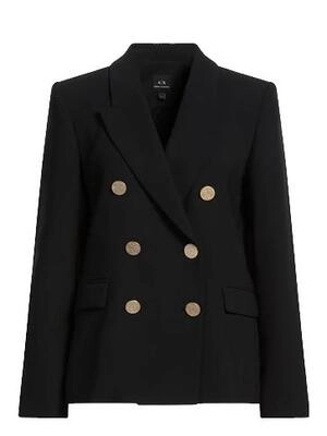 Armani Exchange Double Breasted Polyester Blazer - Black