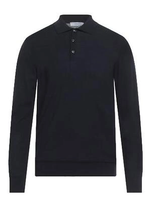 CRUNA Virgin Wool Long Sleeve Polo - Blue