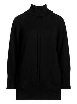 Alpha Studio Wool Turtleneck With Side Slits - Black