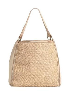CATERINA LUCCHI Calfskin And Raffia Shopper Bag - Sand